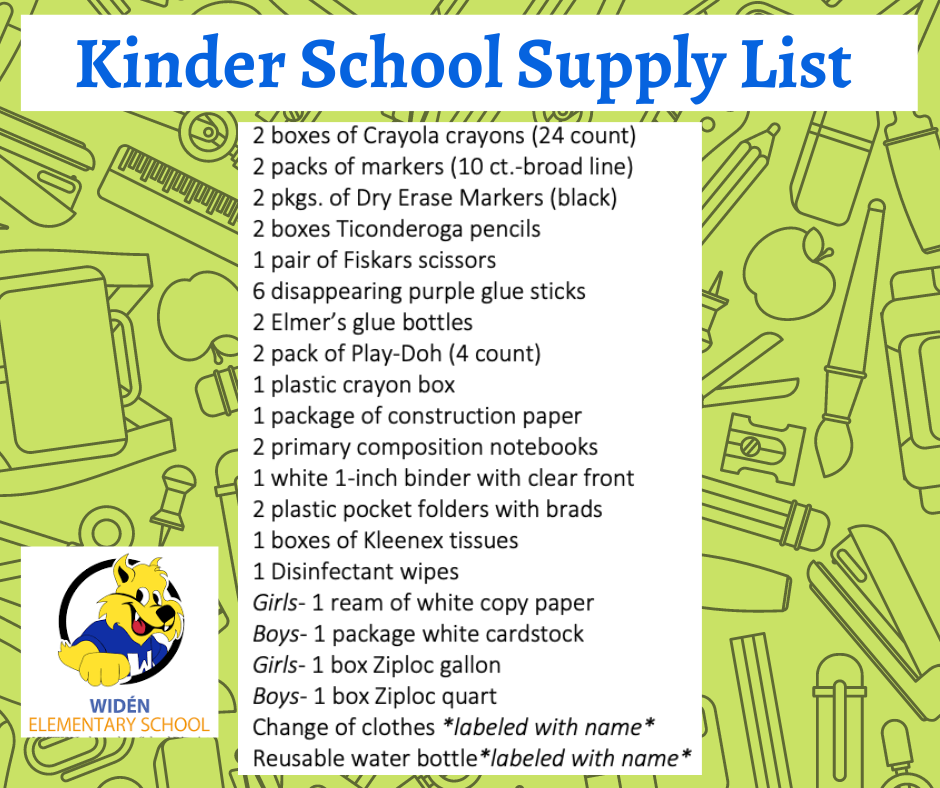 School Supply List | Widén Elementary School